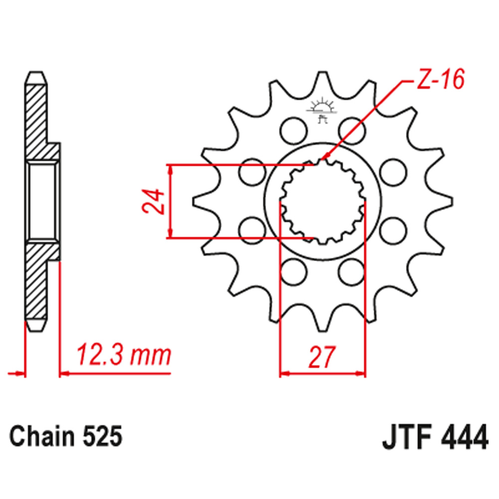 Prednji lančanik JT JTF444-16 (525) 16 zuba Suzuki GSX-R 1000 (17-18)