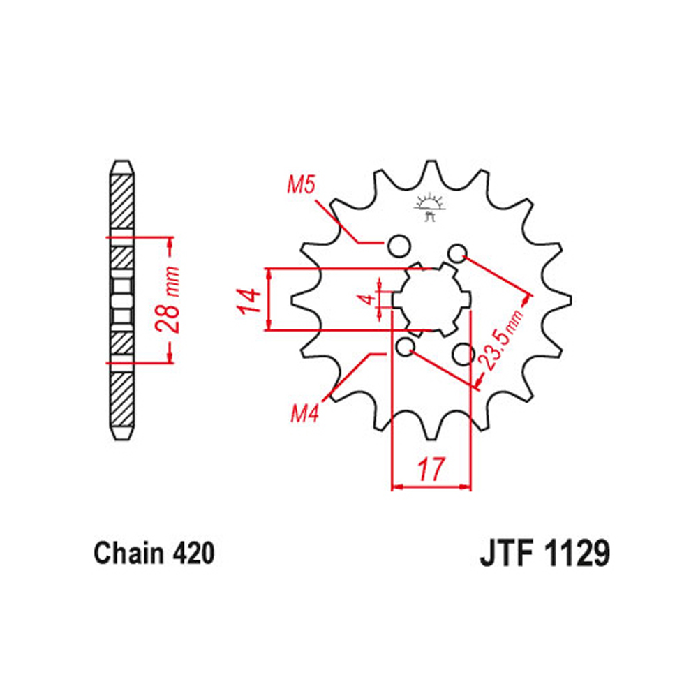 Prednji lančanik JT JTF1129-14 zuba Novi poštarski