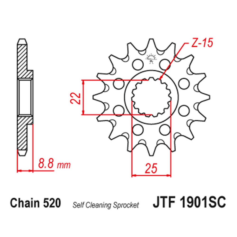 Prednji lančanik JT JTF1901-14-50-32024 (520) 14 zuba