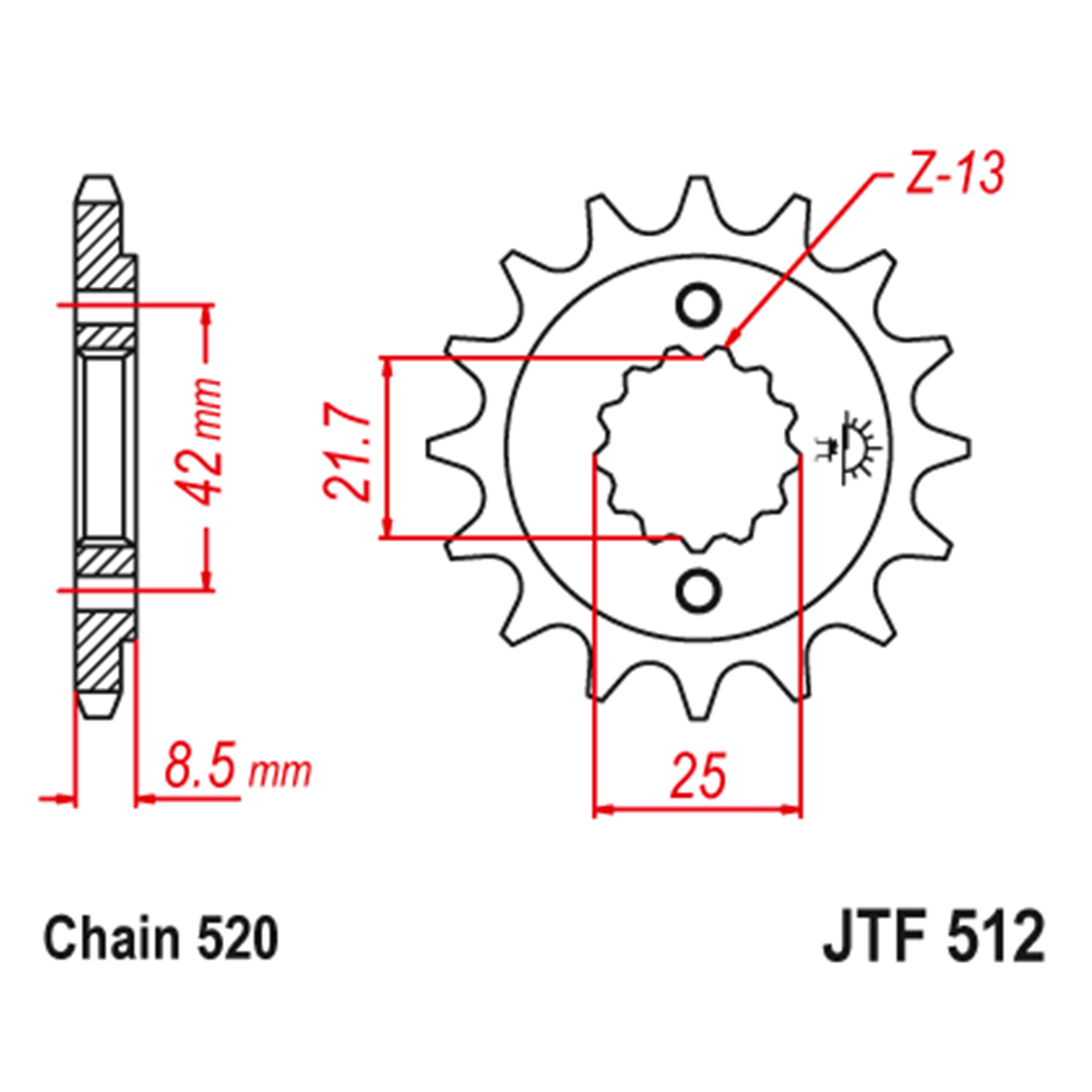 Prednji lančanik JT JTF512-17-50-32002 (520) 17 zuba