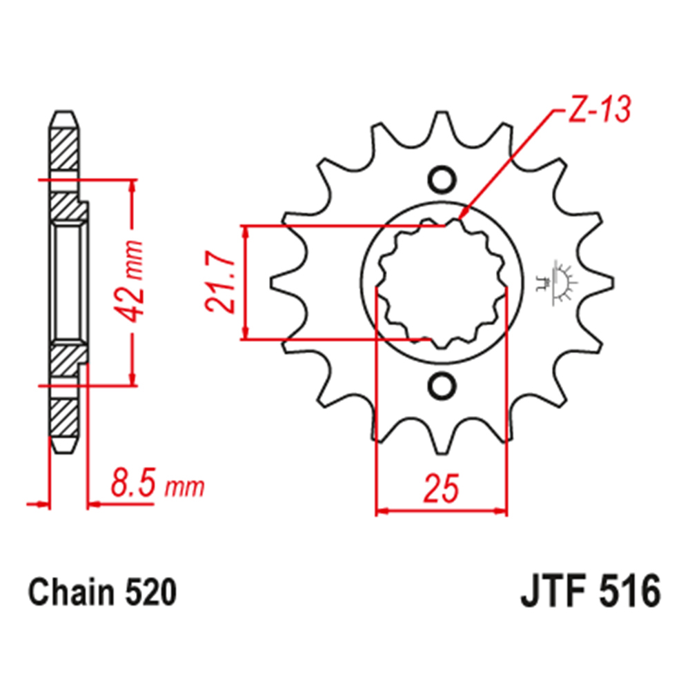 Prednji lančanik JT JTF516-16-50-32002 (520) 16 zuba