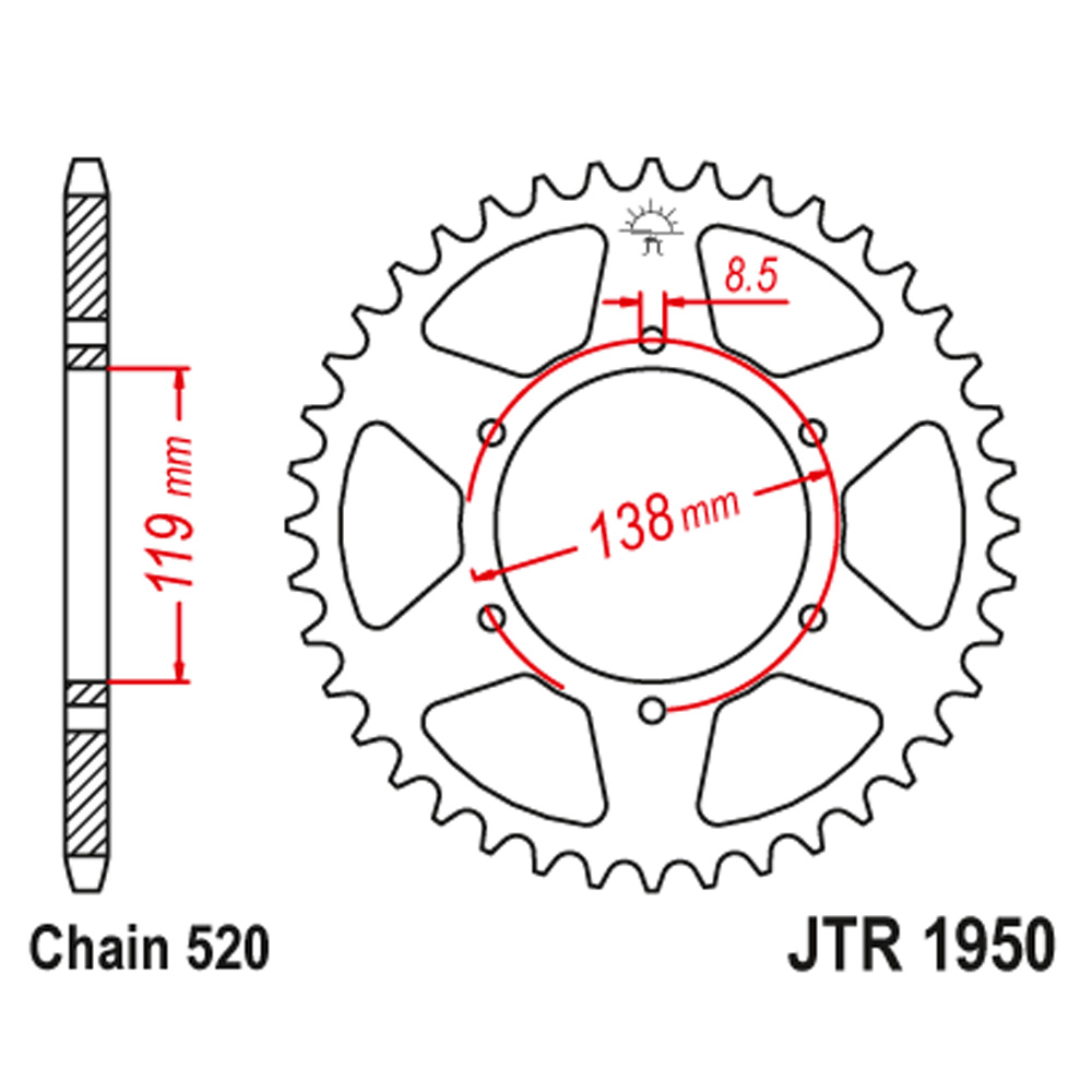 Zadnji lančanik JT JTR1950-48 (520) 48 zuba