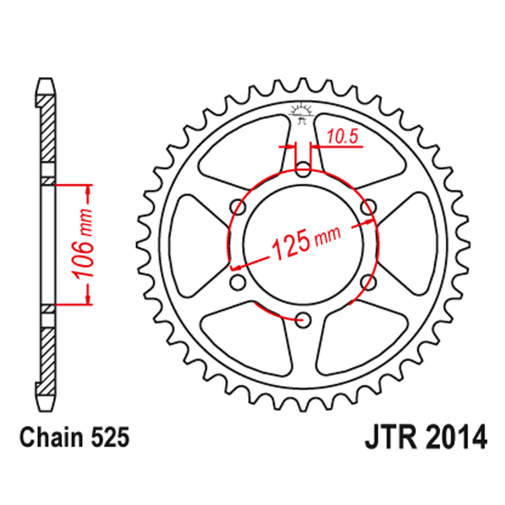 Zadnji lančanik JT JTR2014-47 (525) 47 zuba