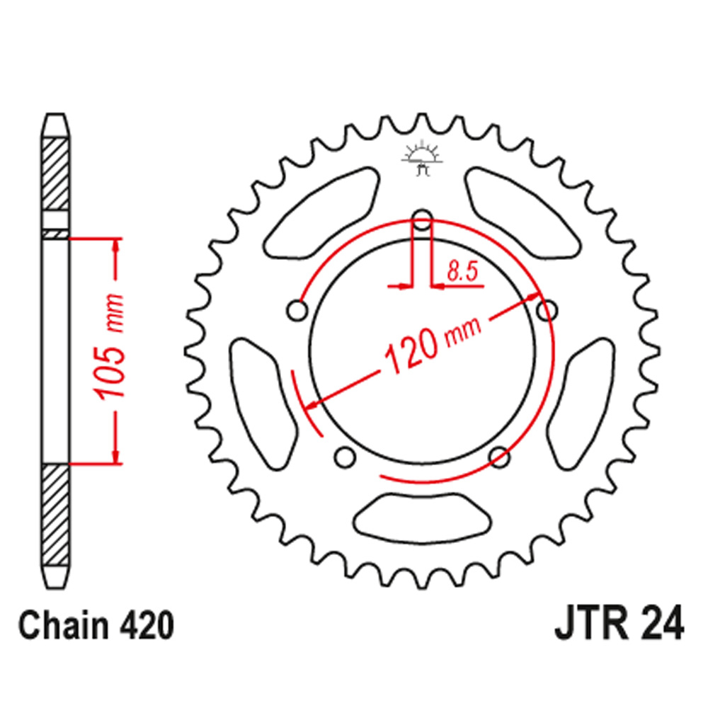 Zadnji lančanik JT JTR24-51-50-13016 (420) 51 zub