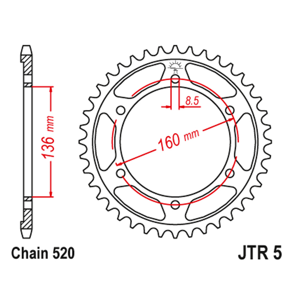 Zadnji lančanik JT JTR5-47-50-32050 (520) 47 zuba