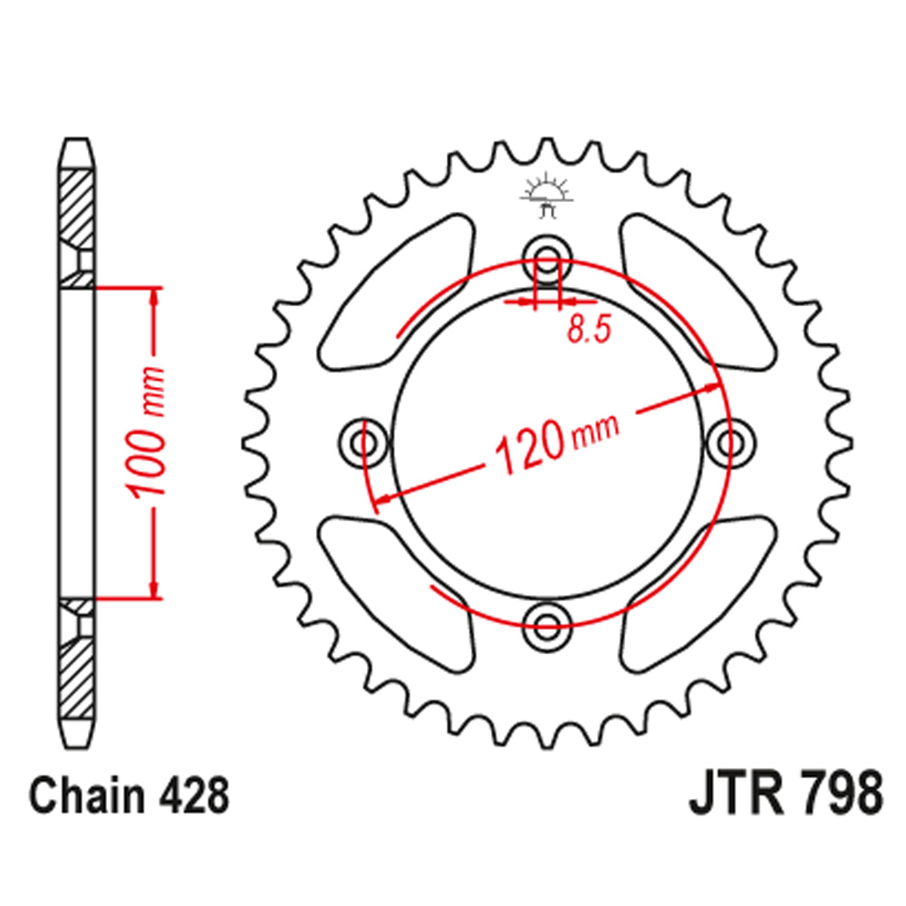 Zadnji lančanik JT JTR798-47 (428) 47 zuba