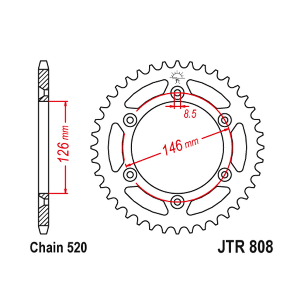 Zadnji lančanik JT JTR808-49 SC (520) 49 zuba