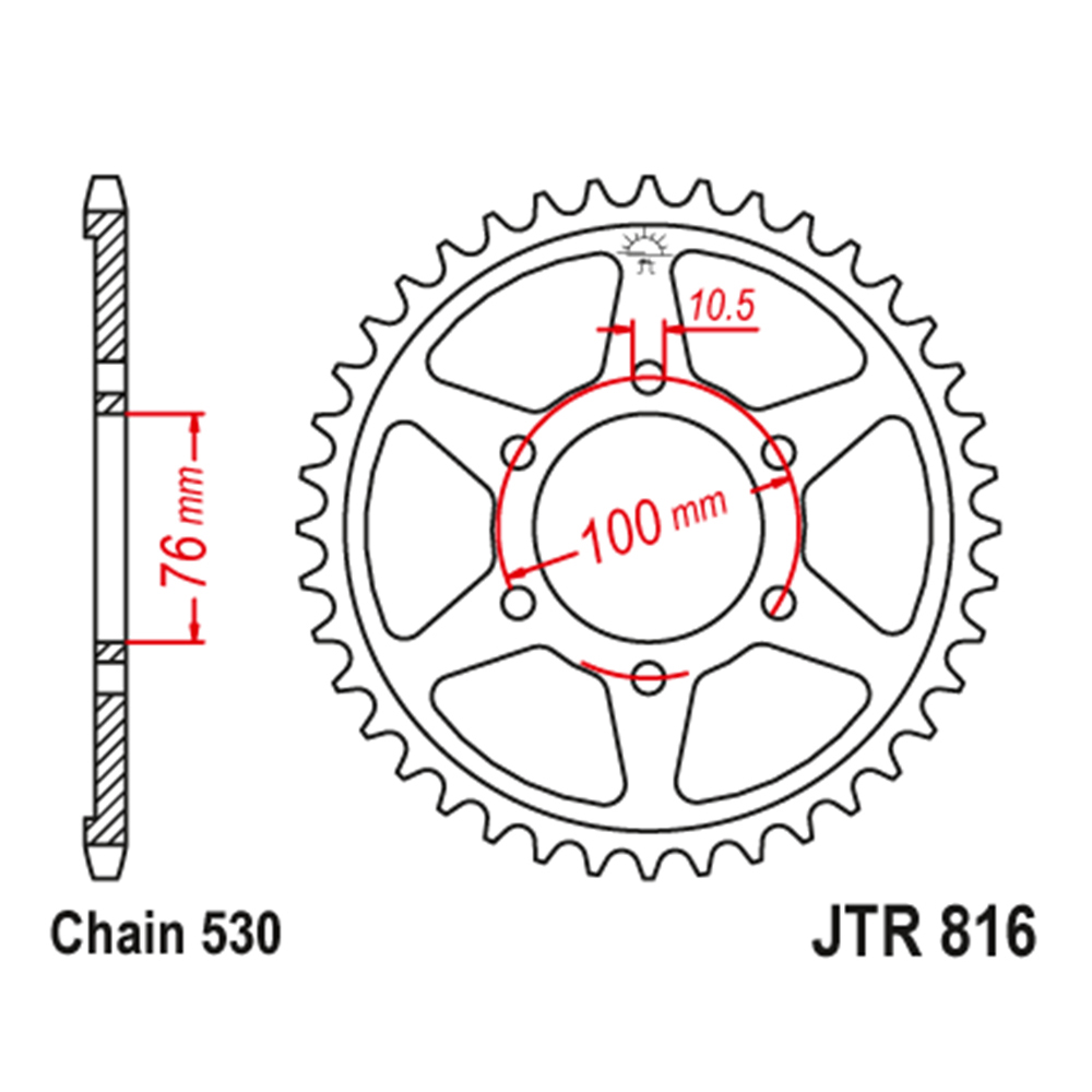 Zadnji lančanik JT JTR816-52 (530) 52 zuba