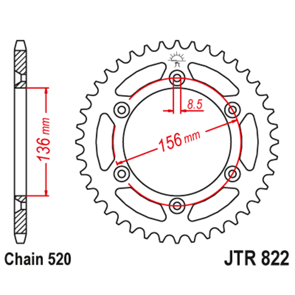 Zadnji lančanik JT JTR822-49 (520) 49 zuba