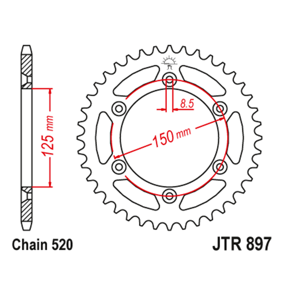 Zadnji lančanik JT JTR897-42 ZBK (520) 42 zuba