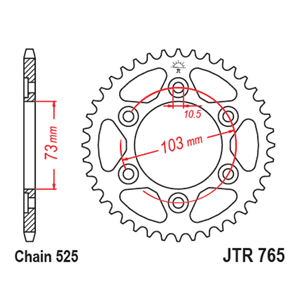 Zadnji lančanik JT JTR765-42ZBK (525) 42 zuba Multistrada V4