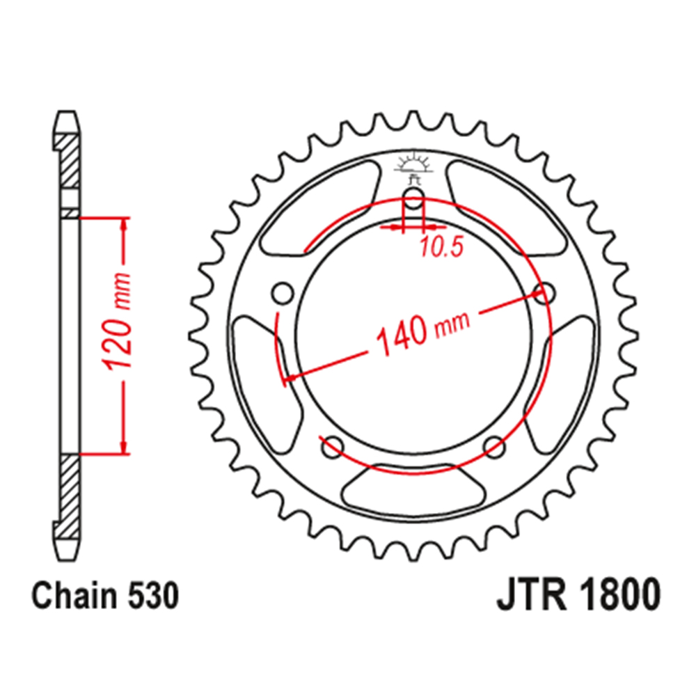 Zadnji lančanik JT JTR1800-44 (530) 44 zuba