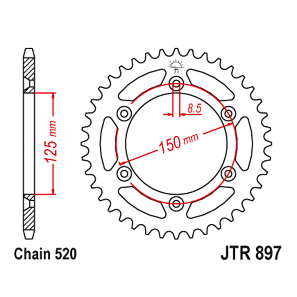 Zadnji lančanik JT JTR897-48 SC (520) 48 zuba