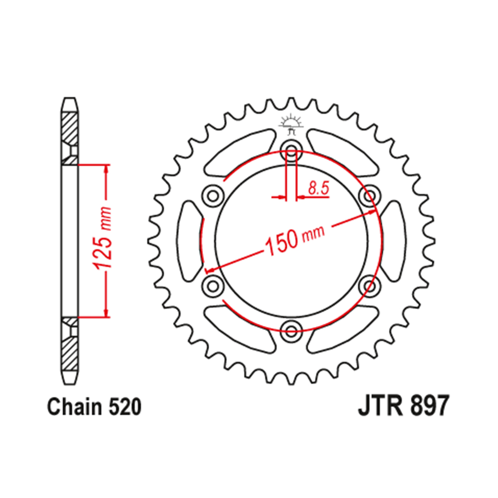 Zadnji lančanik JT JTR897-49 (520) 49 zuba