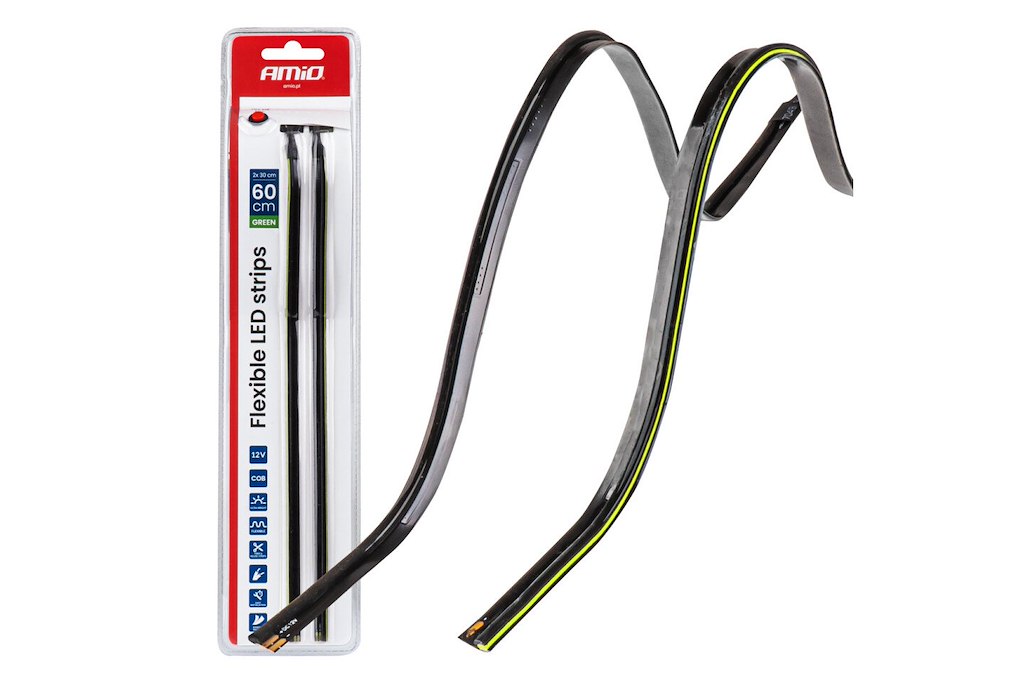 LED bočne trake za automobil zelene 2x30cm 12V AMIO-04577 Proizvod meseca