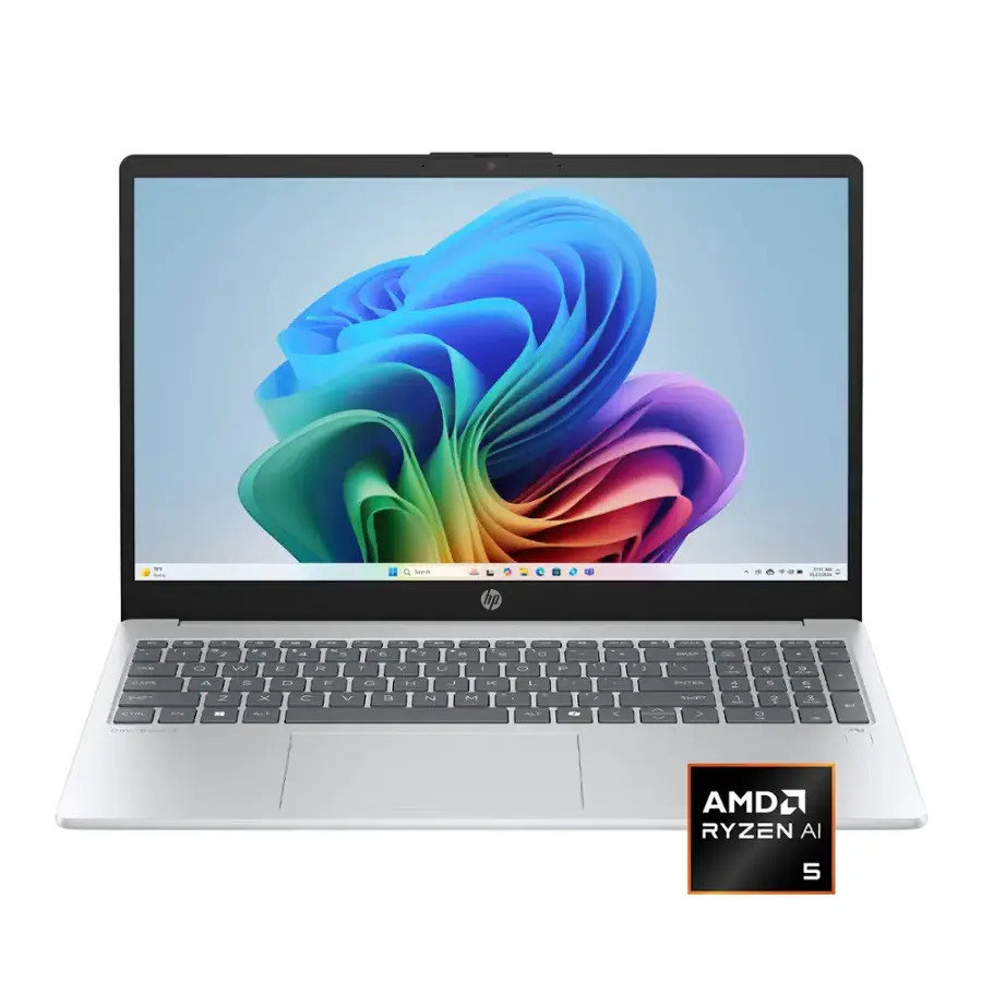 HP - OmniBook 3 - Copilot+ PC - 15.6" Full HD Touch-Screen Laptop - AMD Ryzen 5 AI 5 330 - 16GB Memory - 512GB SSD - Glacier Silver