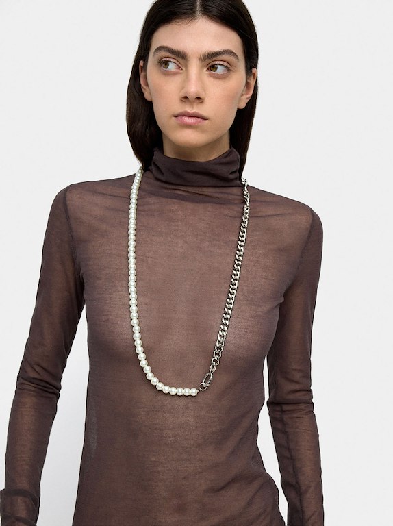 CONVERTIBLE NECKLACE WITH LINKS AND PEARLS
