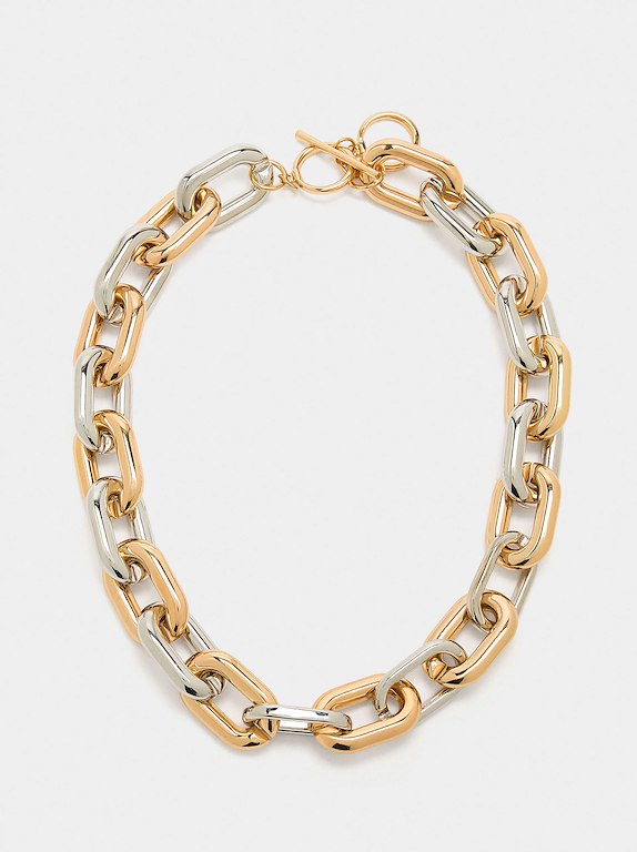 SHORT NECKLACE WITH ALTERNATING BICOLOR LINKS
