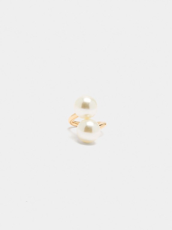CROSSED RING WITH PEARLS