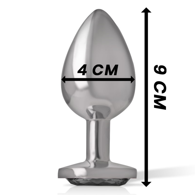 Alu anal plug black glass L