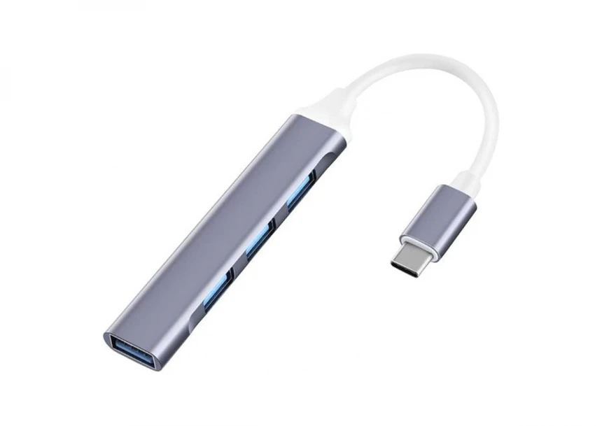 E-GREEN USB 3.1 tip C - HUB 4port USB 3.0 crni