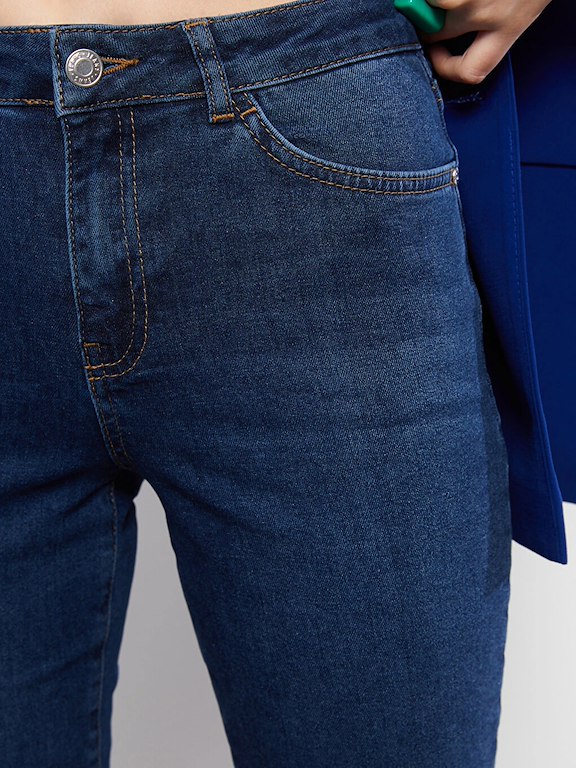LCW Jeans Šorts Sa Srednjim Strukom, Uskim Krojem, Ravnim Džepovima, Detaljima Za Žene Rodeo Teksas Šorts