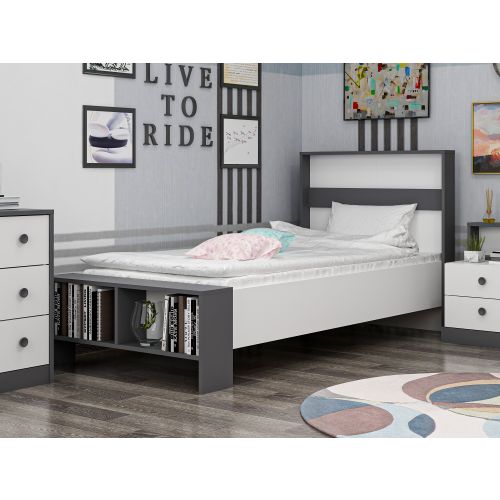 Life - White, Anthracite Anthracite White Single Bedstead