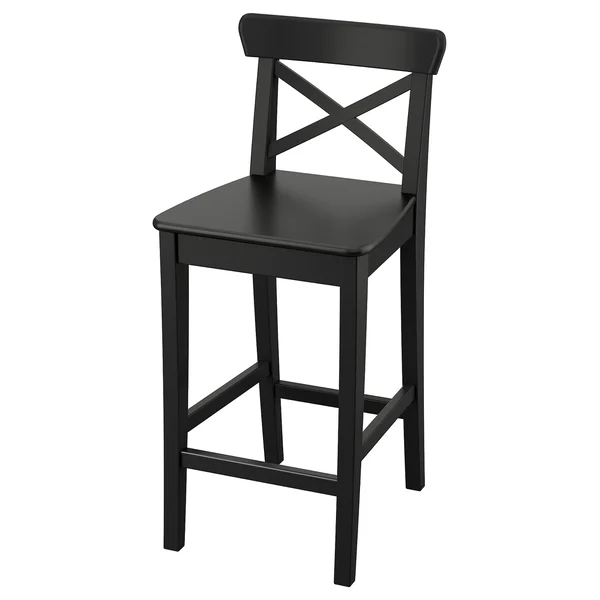 Barska stolica s naslonom, visina radne ploče/crna, 63 cm