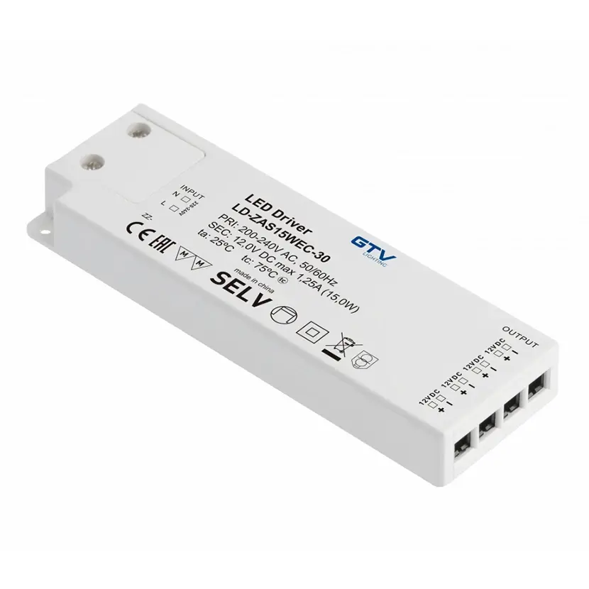 LED Napajanje Slim Easy Click, 15W, 220-240V AC, 12V DC, IP20, Belo