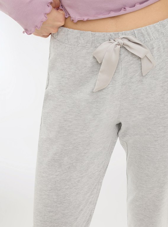 Pidžama pantalone sa vezicom Svetlosiva melanž
