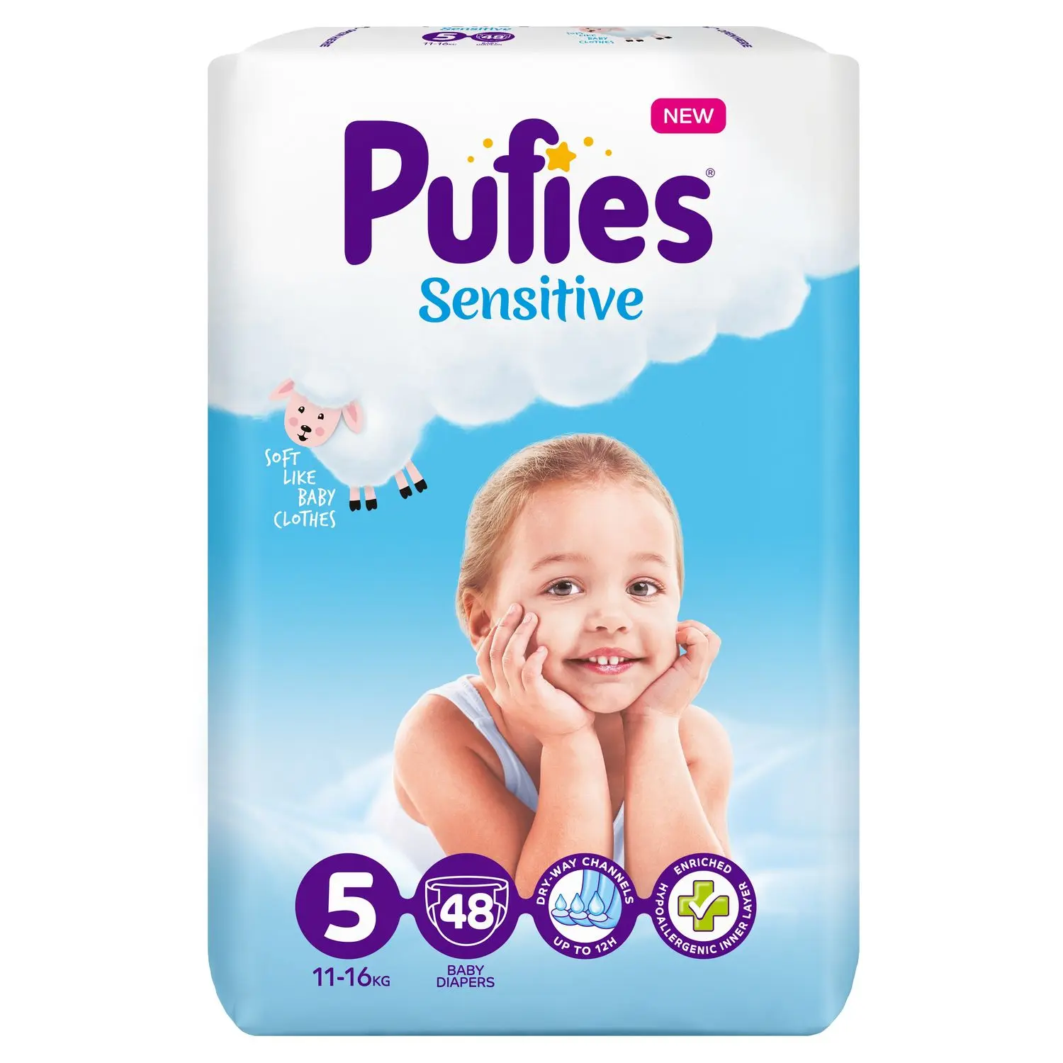 Pufies Pelene sensitive 5, 48 komada