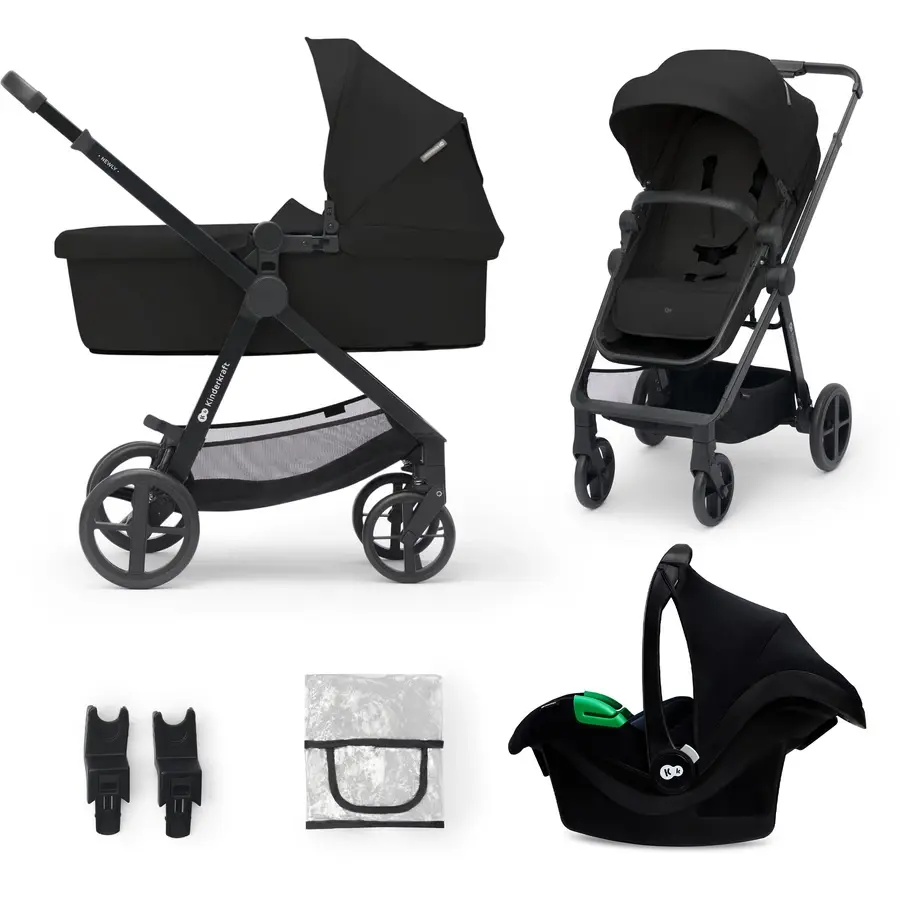 Kinderkraft Kolica za bebe 3u1 Newly, Crna
