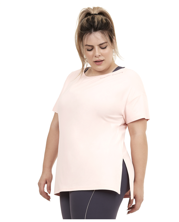 T-Shirt Skin Fit Silk Gola Plus Rosa Respire