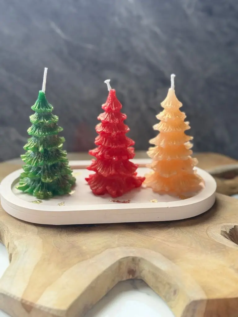 Aberto Design Set Božićnih sveća na tacni Christmas 4, 3 komada, Višebojni