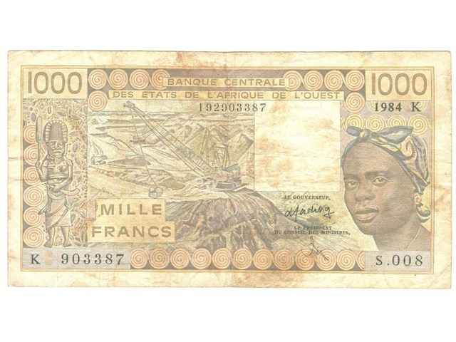 Zapadna Afrika Senegal 1000 francs 1984