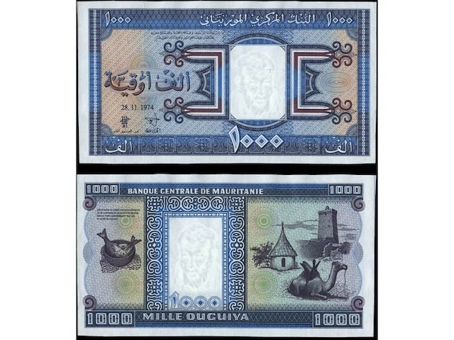 MAURITANIA 1000 ouguiya 1974 aUNC/XF