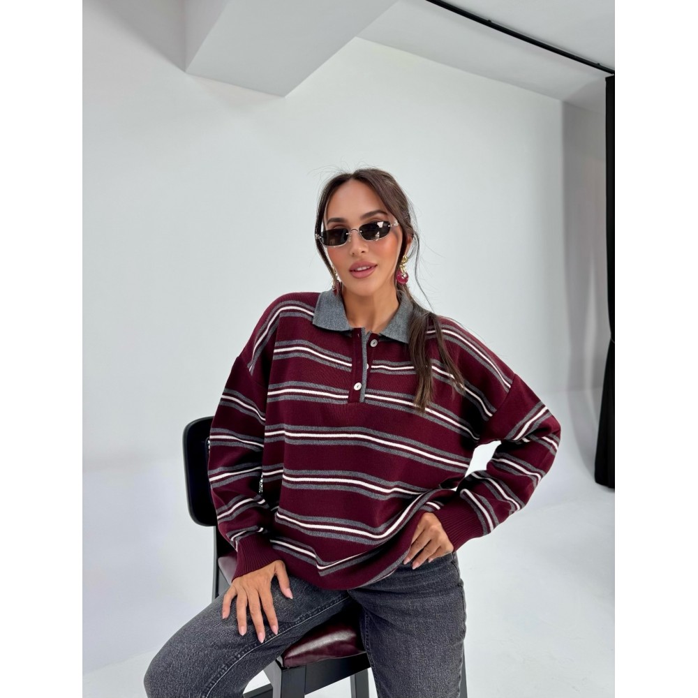 Everyday Stripe Sweater Burgundy