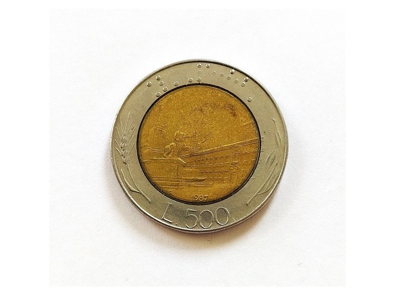 ** ITALIJA - 500 LIRA 1987. ** - BIMETAL