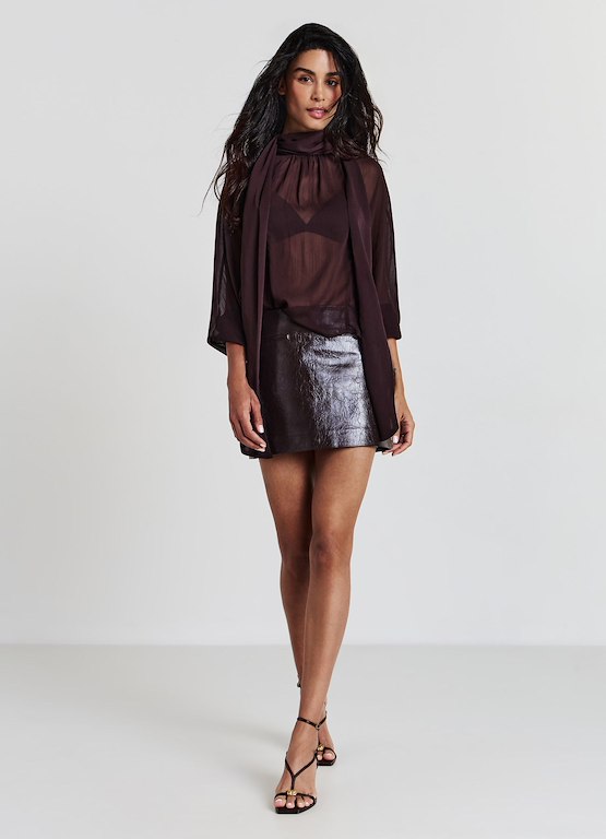 PATENT LEATHER EFFECT MINI SKIRT TAMNOBRAON