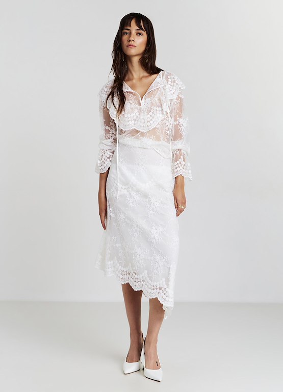 LONG ASYMMETRICAL LACE SKIRT BELA VUNA