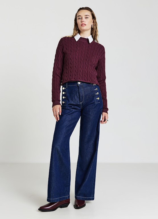 CROP TOP WITH BRAIDS BORDO