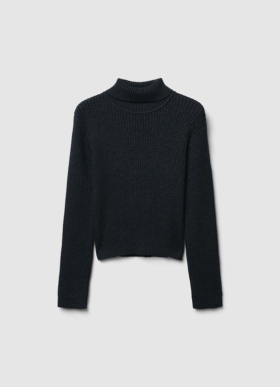 LUMINESCENT RIBBED TURTLENECK JUMPER VAR CRNA ULTRABLACK