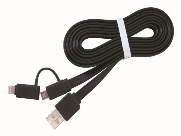 CC-USB2-AMLM2-1M USB charging combo cable iPhones 8-pin + Micro USB, black, 1m FO