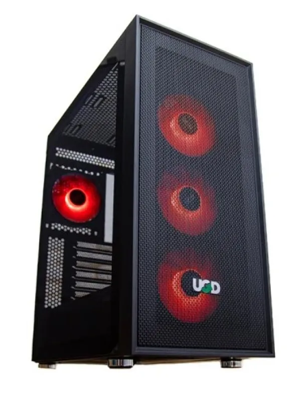 UGD Kuciste Elite 3718 Midi Tower, ATX, ugradjena 4 RGB kulera, Crno