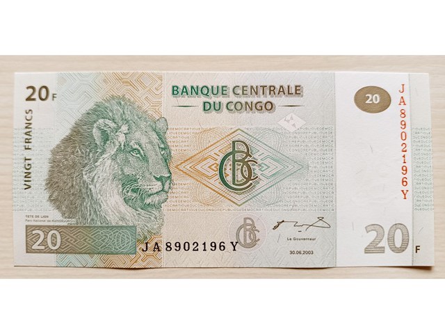 Kongo 20 francs . Unc, 2003 godina