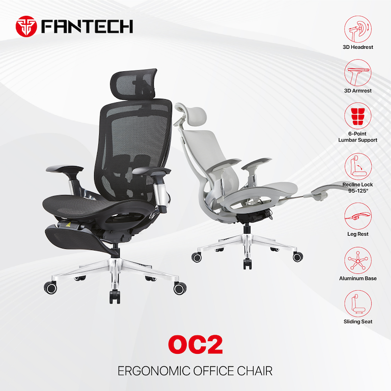 STOLICA OFFICE FANTECH OC2 ERGONOMSKA CRNA