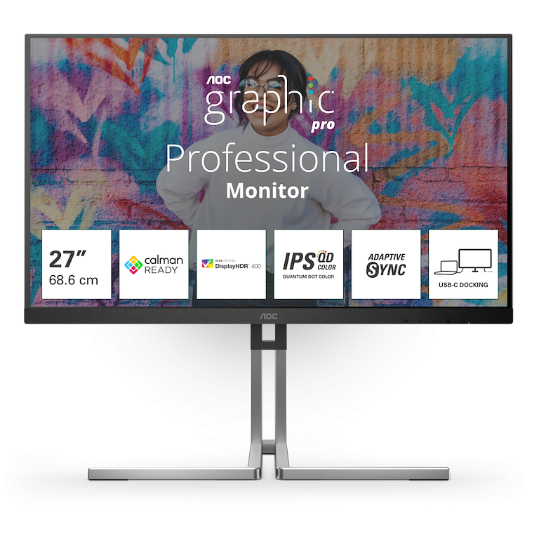 AOC Monitor Graphic Pro 27", 75Hz, HDMI, DP, USB, USB-C, zvučnici Q27U3CV