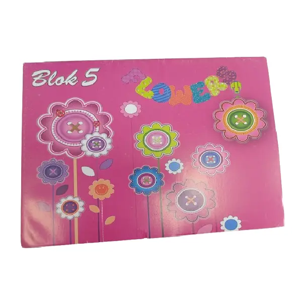 Blok za crtanje broj 5 roze Flowers Uniline UNL-0065FL