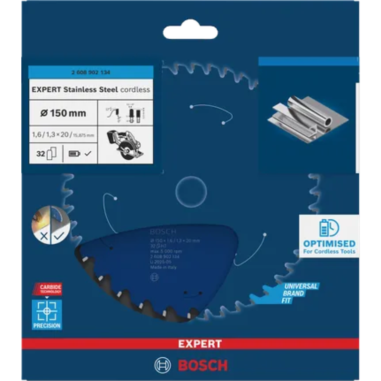 Bosch – EXPERT List kružne testere za nerđajući čelik za akumulatorske alate 150x20x1.6/1.3x32T – 2608902134