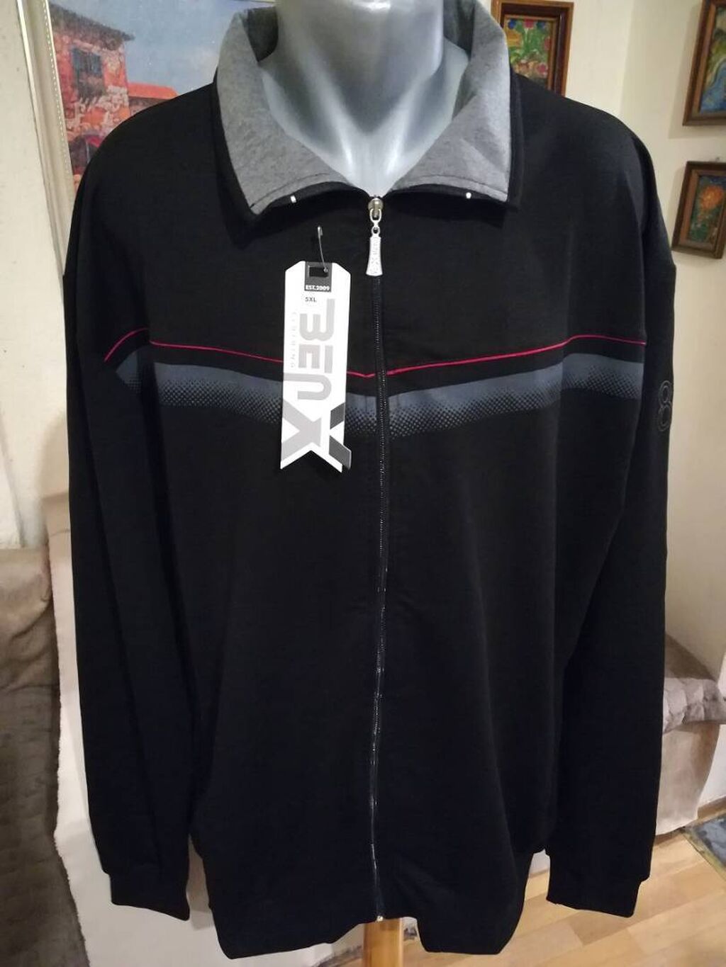 Novi muski duks sa kragnom u velikom broju Benx 5XL Crni